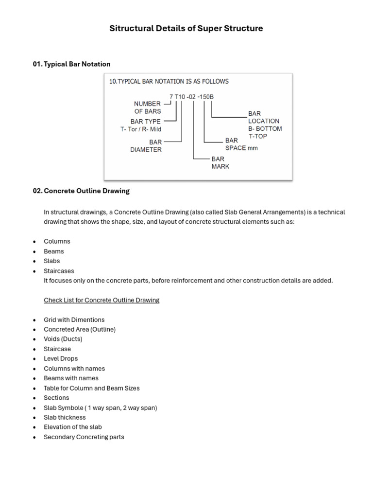 Concrete Outline Drawing Guide | PDF | Beam (Structure) | Structural ...