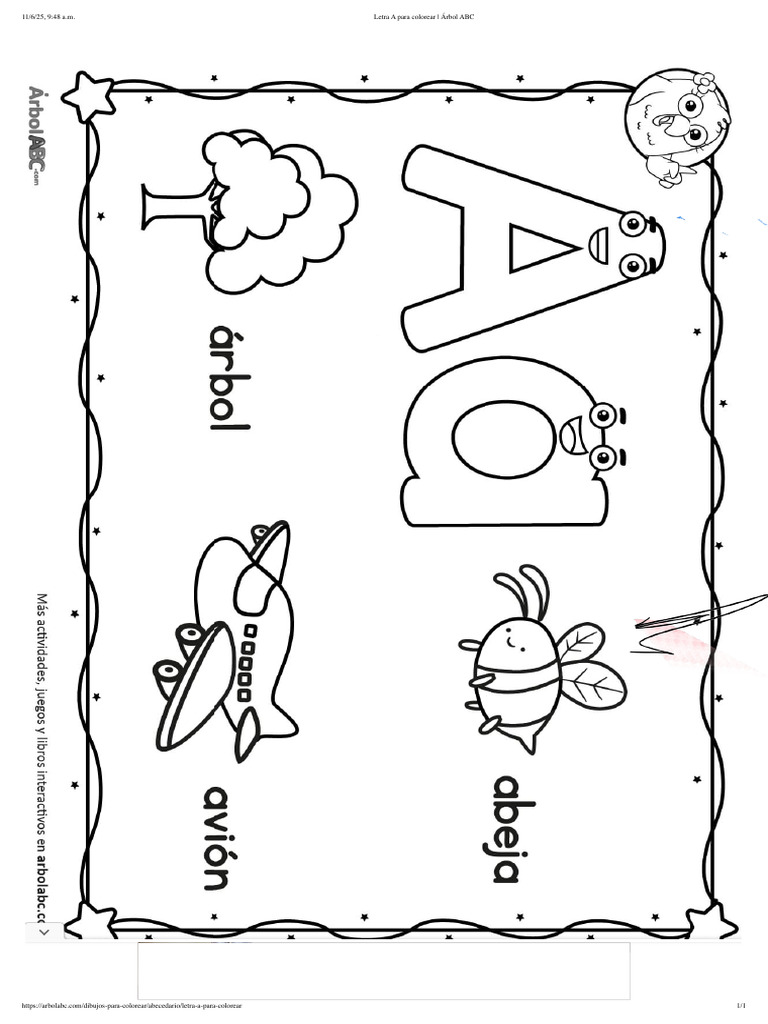 Letra A para Colorear - Árbol ABC | PDF