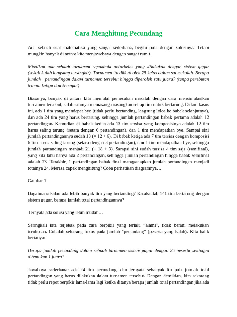 Menghitung Pecundang Turnamen Sepakbola | PDF