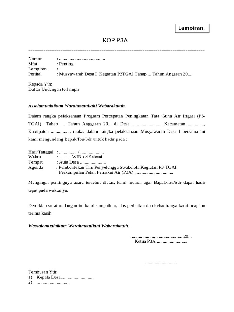 Undangan Musdes P3TGAI Desa | PDF