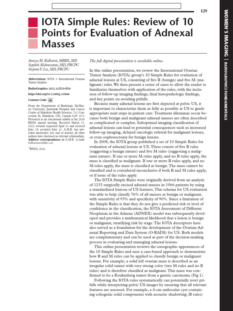 Kulkarni Et Al 2022 Iota Simple Rules Review of 10 Points For ...
