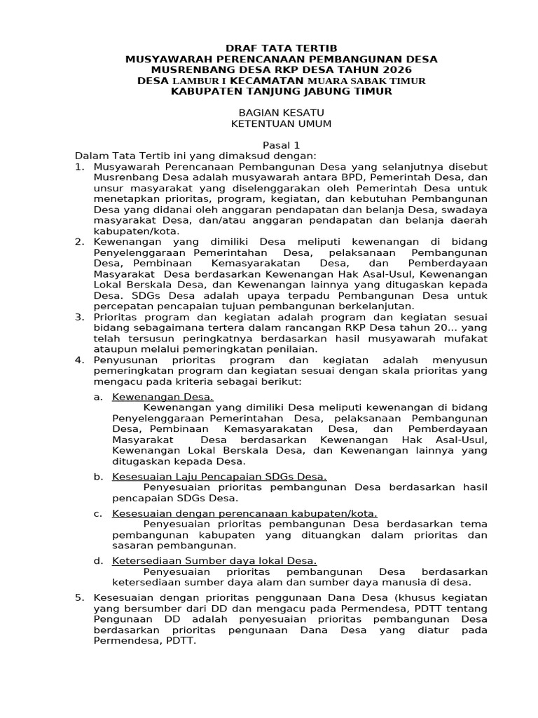 Tata Tertib Musrenbang RKP Desa | PDF