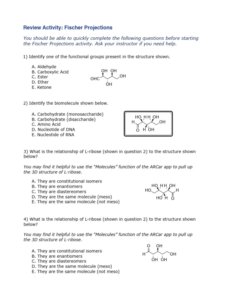 Fischer Projections of L-Ribose and D-Altrose | PDF | Organic Chemistry ...