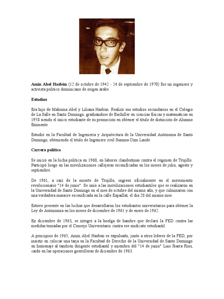 Biografía de Amín Abel Hasbún | PDF | República Dominicana | Universidad