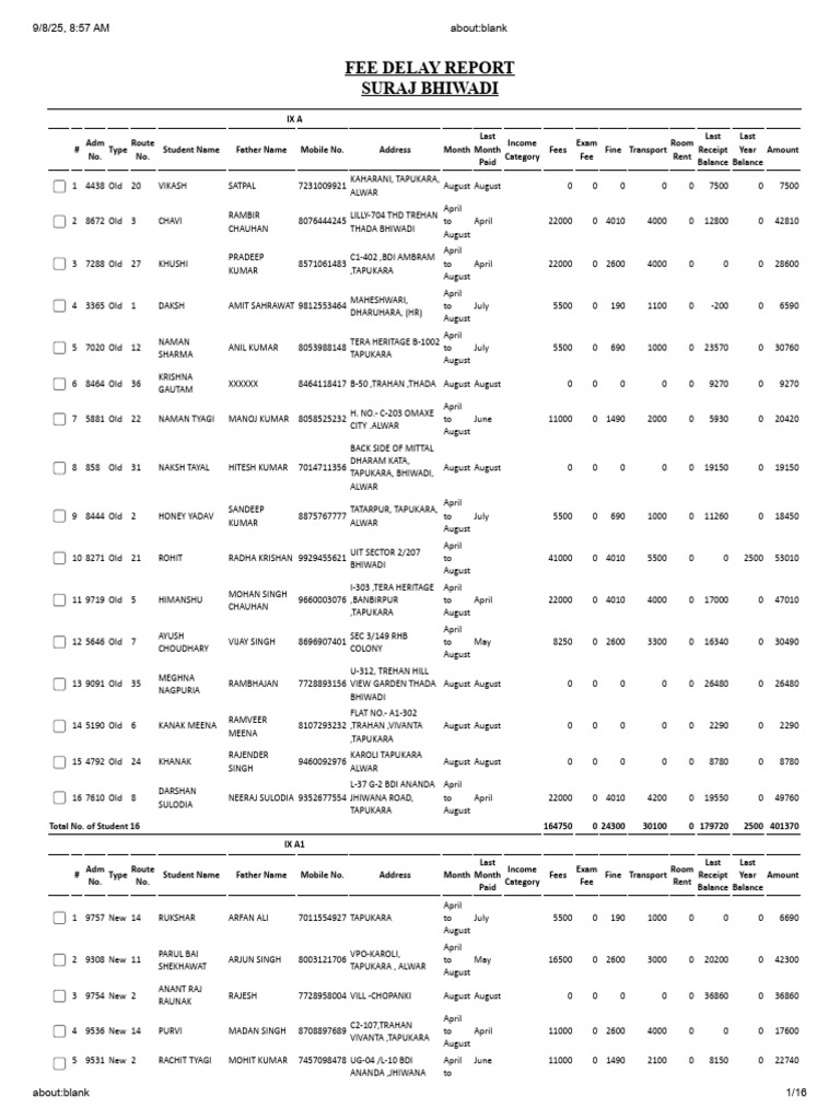 Fee Slip Generation Data | PDF