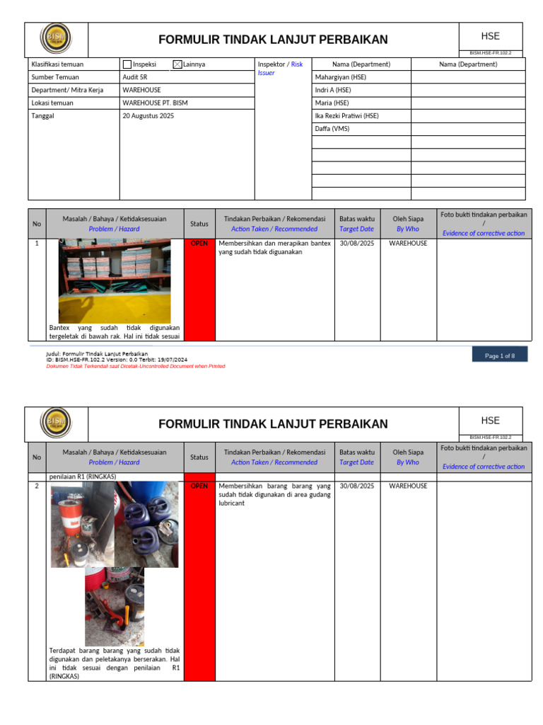 Audit 5r Warehouse Bism | PDF