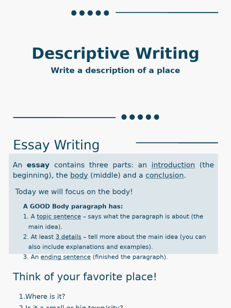 Descriptive Paragraph For COMBINED CLASS | PDF | Essays