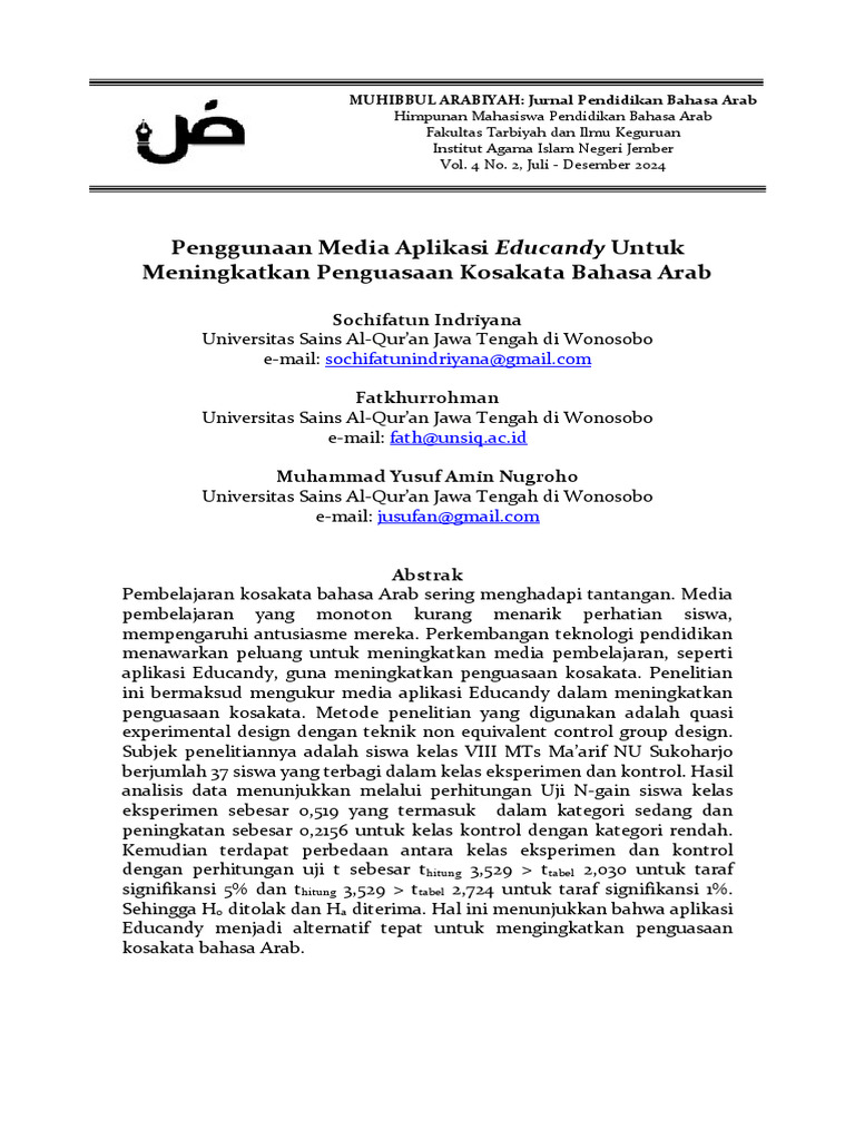 Meningkatkan Kosakata Arab dengan Educandy | PDF