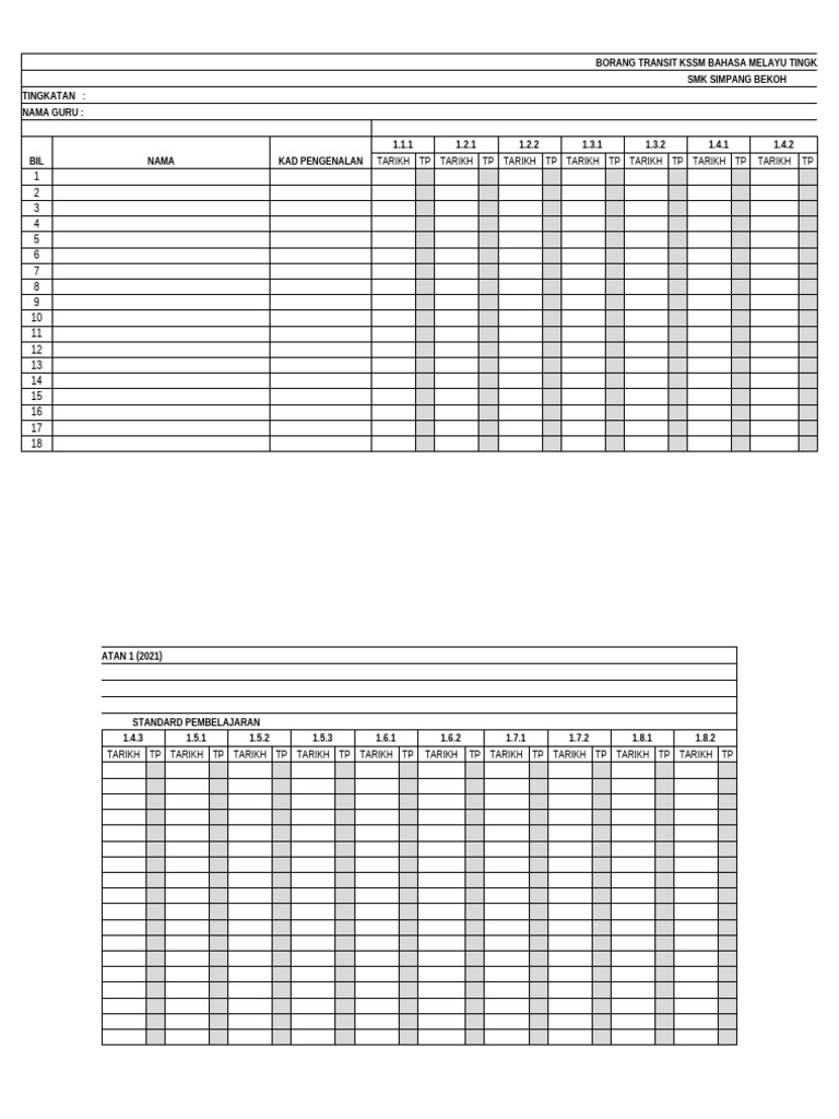 Template Rekod Perkembangan Murid PBD | PDF