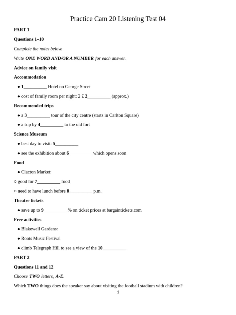 Practice Cam 20 Listening Test 04 | PDF