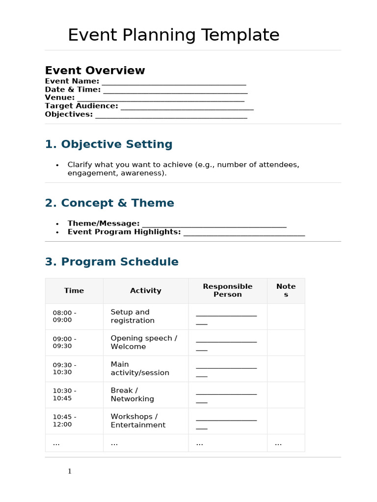 Event Planning Template | PDF