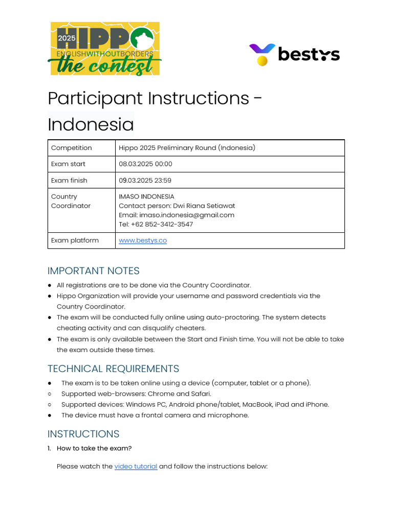 Hippo 2025 Exam Instructions Indonesia | PDF | Tablet Computer | Software