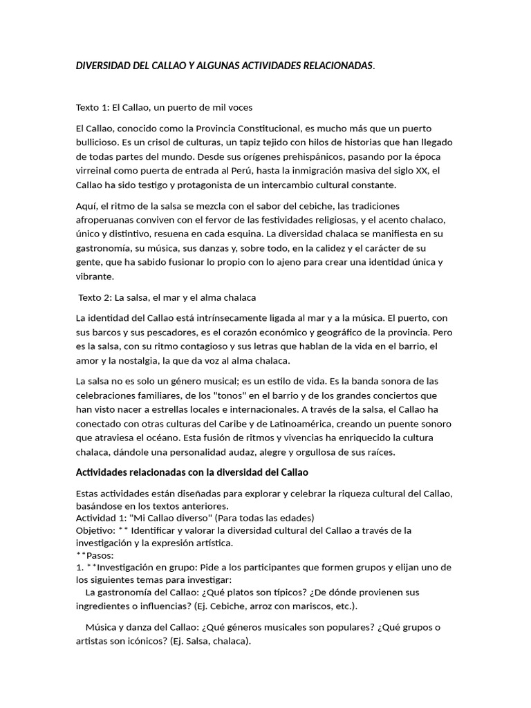 Manifestaciones culturales del Callao | PDF | Canciones