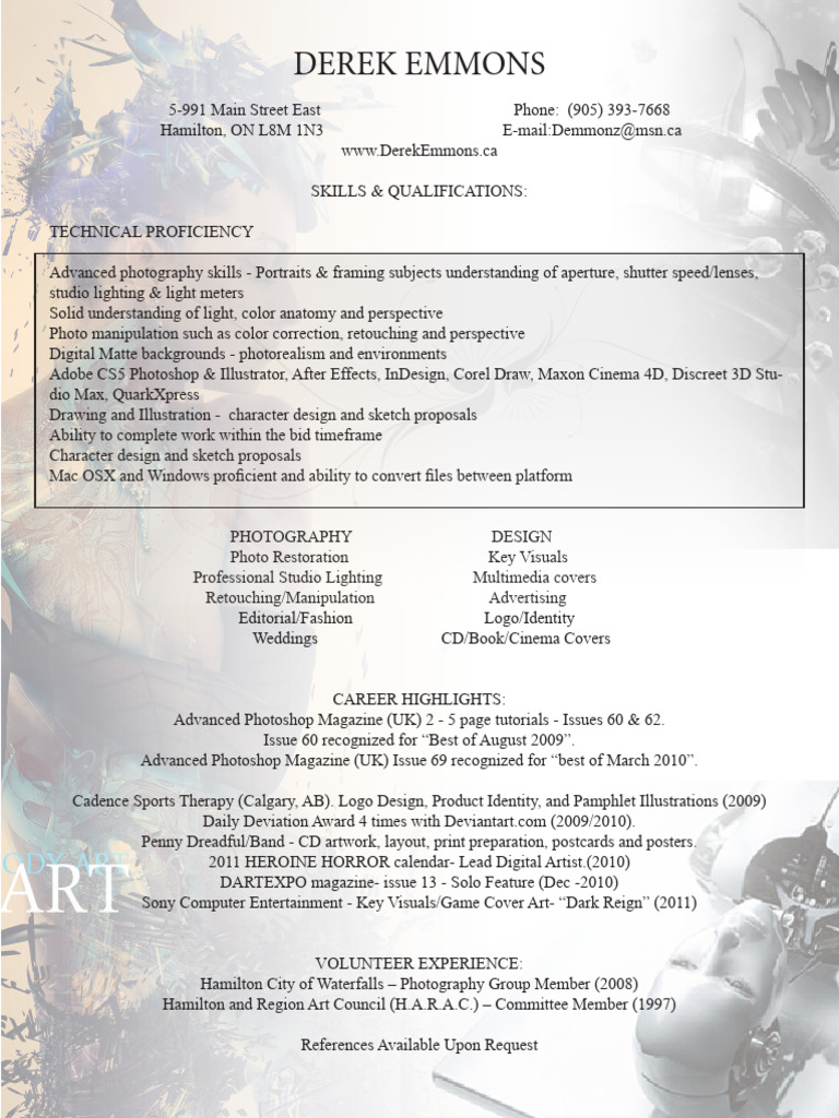 Derek Emmons: Photography & Design Expert | PDF | Adobe Photoshop ...