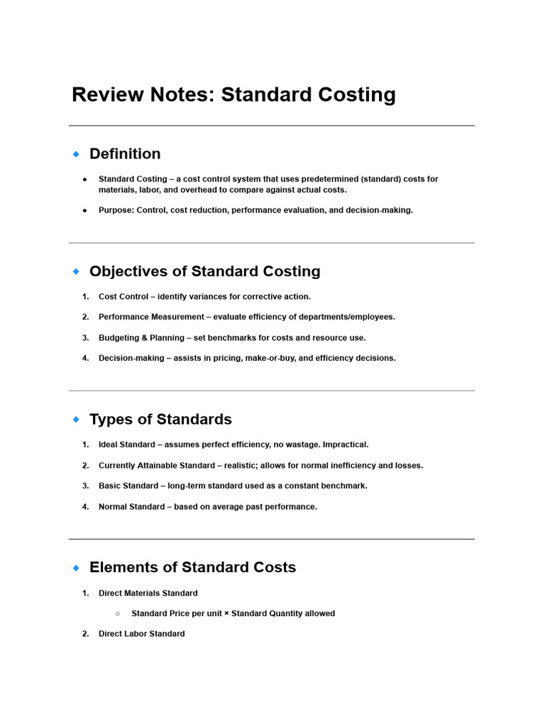 Standard Costing: Definition & Analysis | PDF | Cost Accounting | Variance