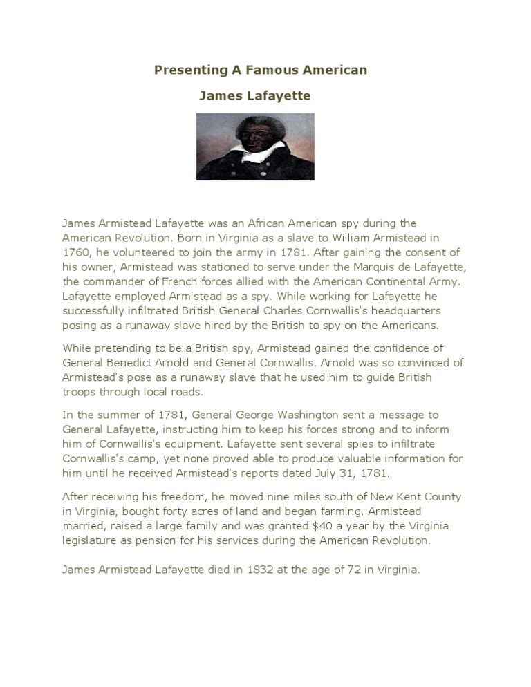 James Lafayette: Revolutionary Spy | PDF | History