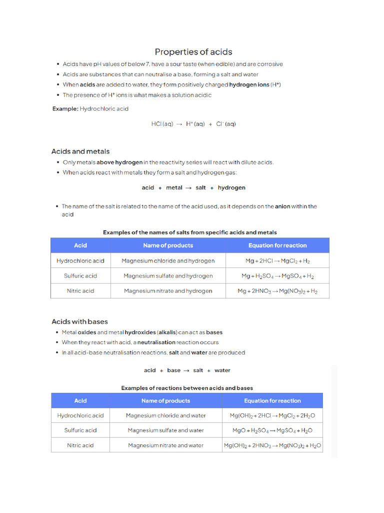 Properties of Acids and Bases | PDF