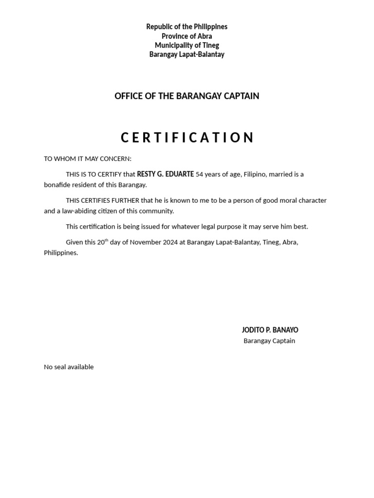 Office of The Barangay Captain | PDF