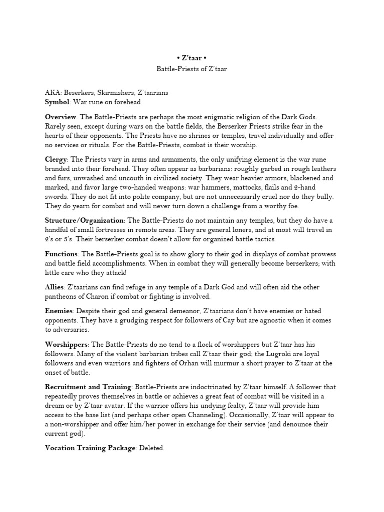 Battle-Priests of Z’taar Overview | PDF