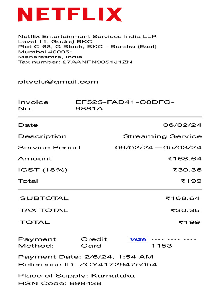 GST Charges on Netflix Subscription | PDF