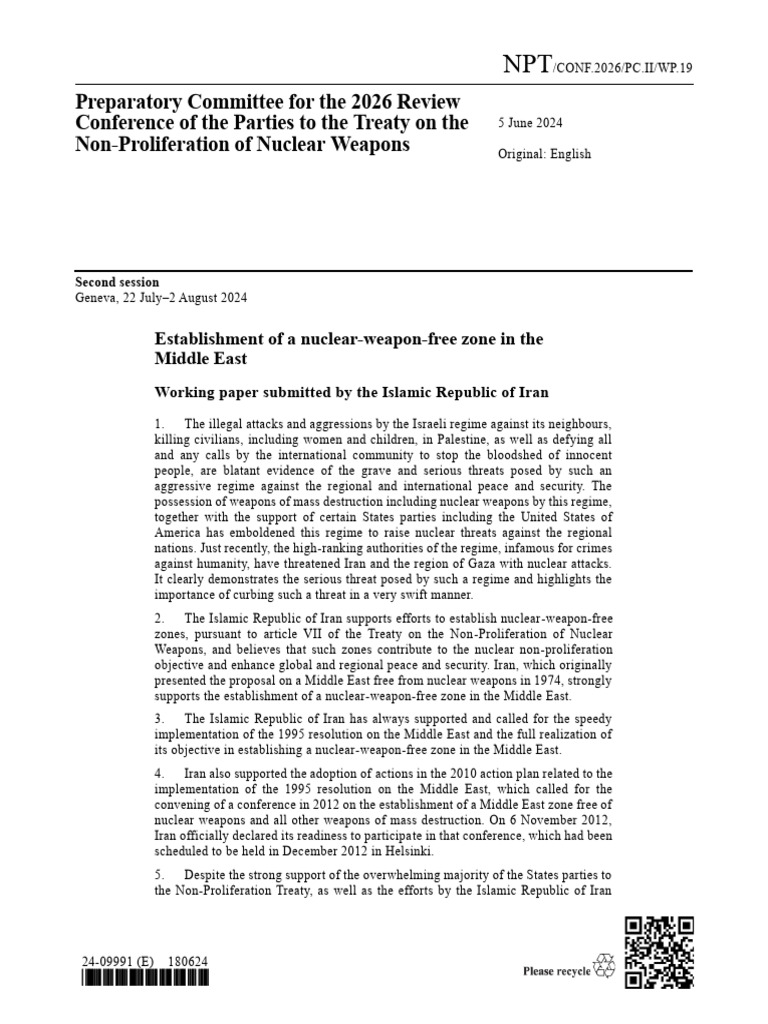 NPT Conf.2026 PC - II Wp.19-En | PDF | Treaty On The Non Proliferation ...