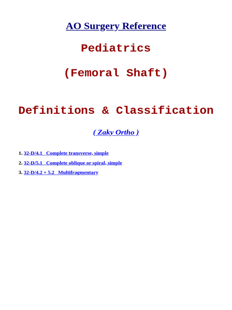 Pediatric Femoral Shaft Fracture Guide | PDF | Hip | Knee