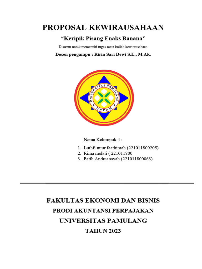 Proposal Kewirausahaan | PDF