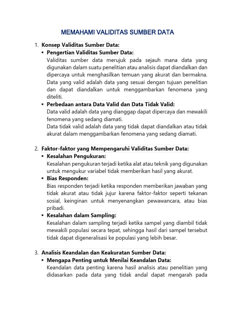 Memahami Validitas Sumber Data | PDF