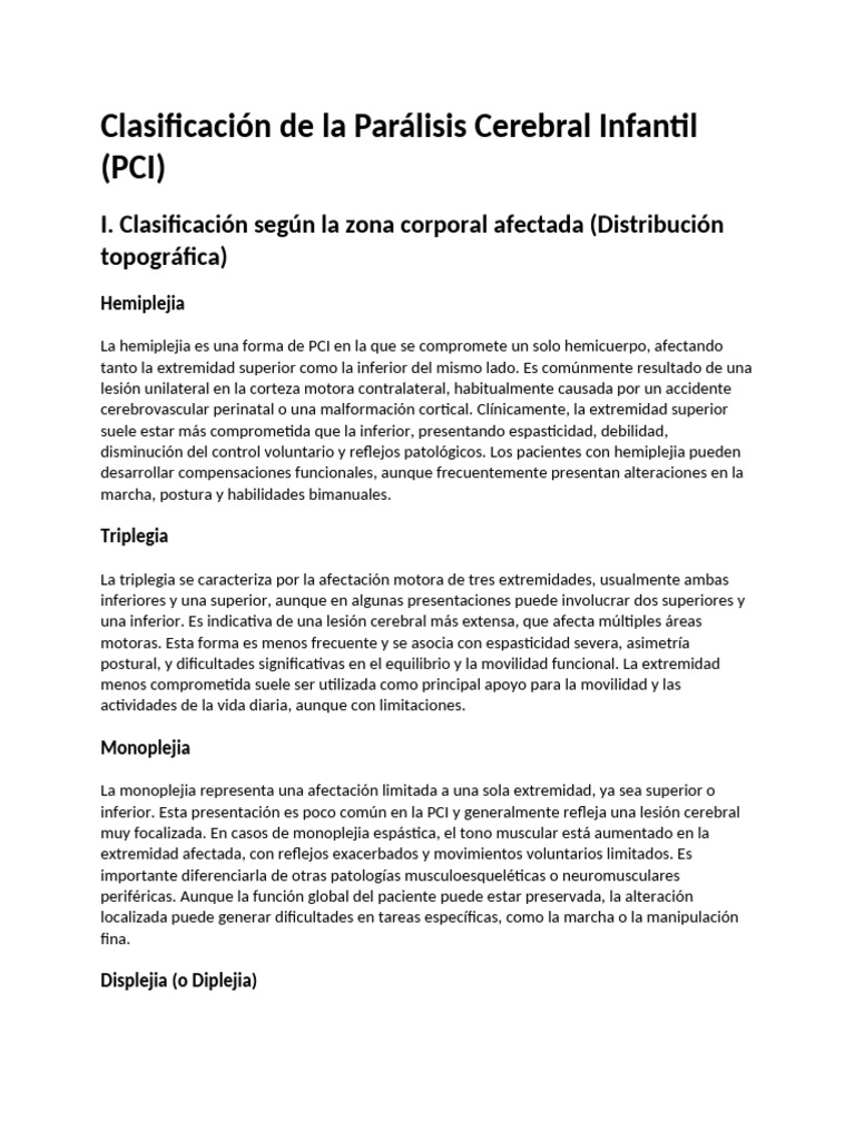 Clasificación de la Parálisis Cerebral Infantil | PDF | Parálisis ...
