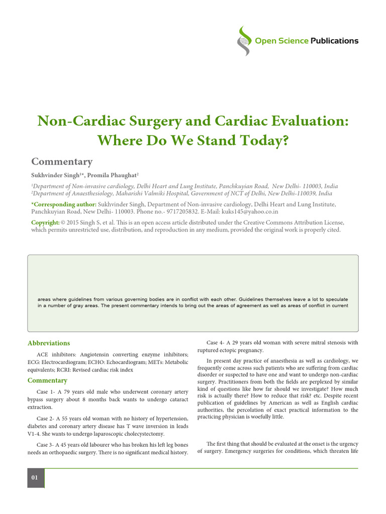 RCRI in Non-Cardiac Surgery Evaluation | PDF | Cardiovascular Diseases ...