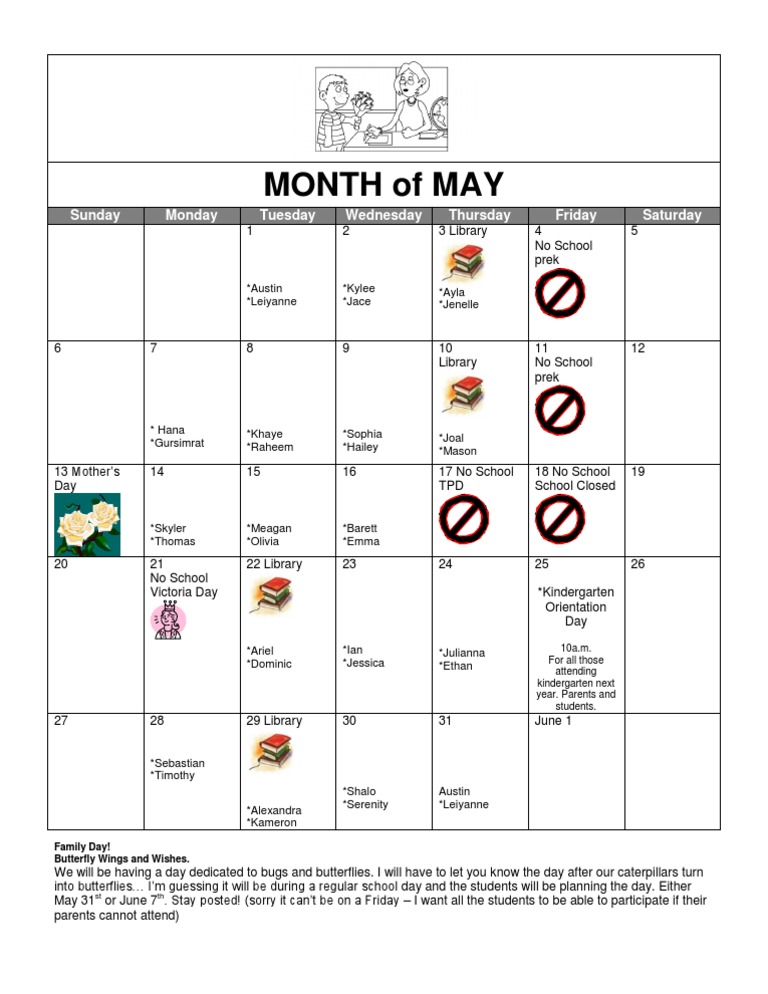 May 2023 School Calendar Events | PDF