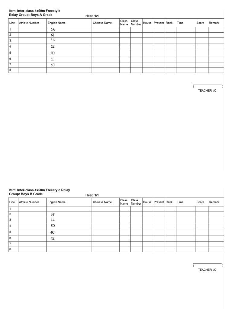 Start List Main Pool Relay | PDF | Classical Music | Orchestras