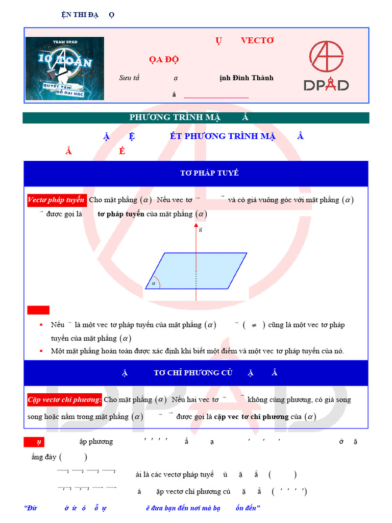 Dpad Phuong Trinh Mat Phang Oxyz LTBT 1 | PDF