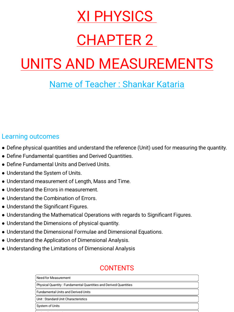 2. Units and Measurements 1(1) | PDF | International System Of Units ...