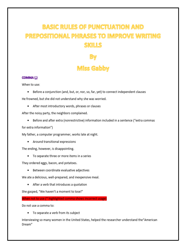 Comma, Semicolon, and Colon Usage Guide | PDF | Comma | Language Mechanics