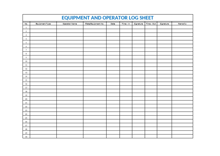 Equipment and Ops Log Sheet | PDF