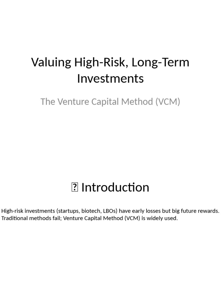 Venture Capital Method Poster | PDF