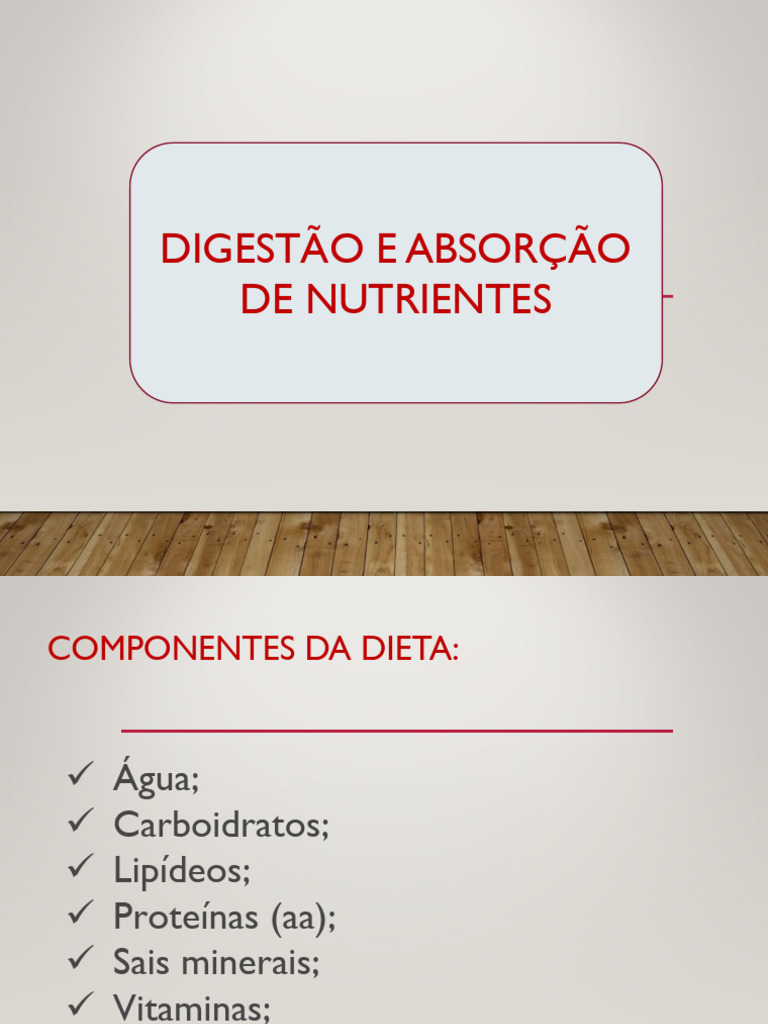 Digestão e Absorção de Nutrientes | PDF | Digestão | Trato gastrointestinal