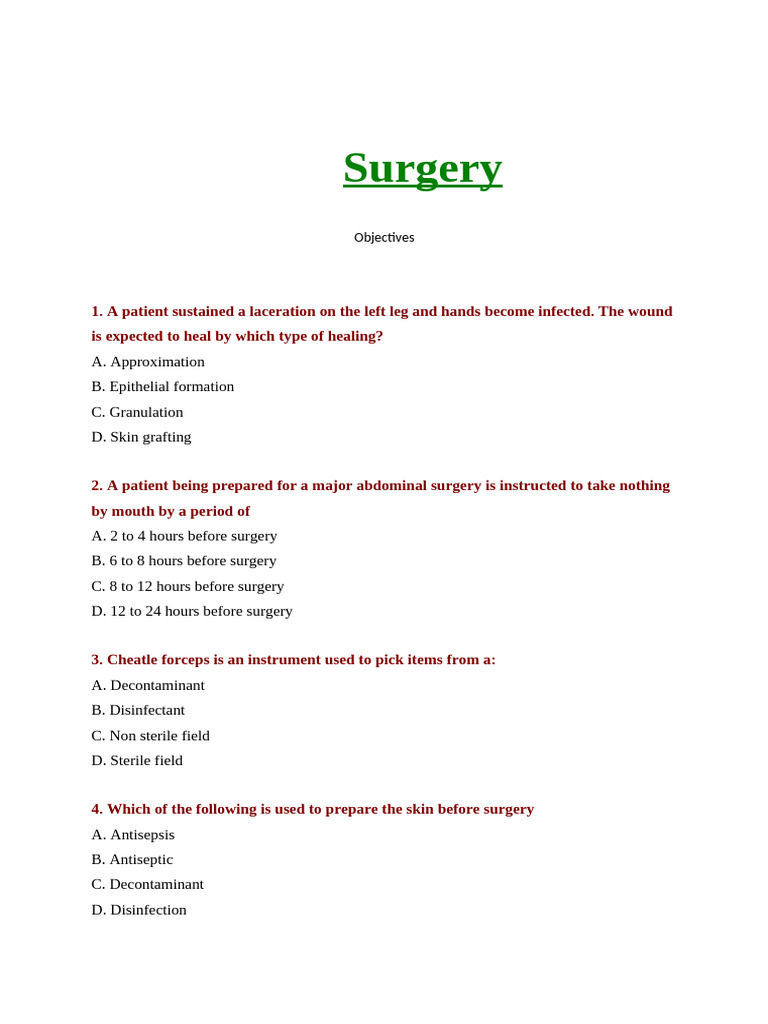 Surgical Procedures and Patient Care Guidelines | PDF | Surgery | Wound