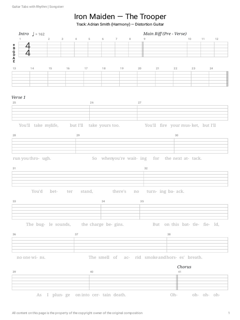 The Trooper Guitar Tabs and Chords | PDF | Musical Forms | Music Theory