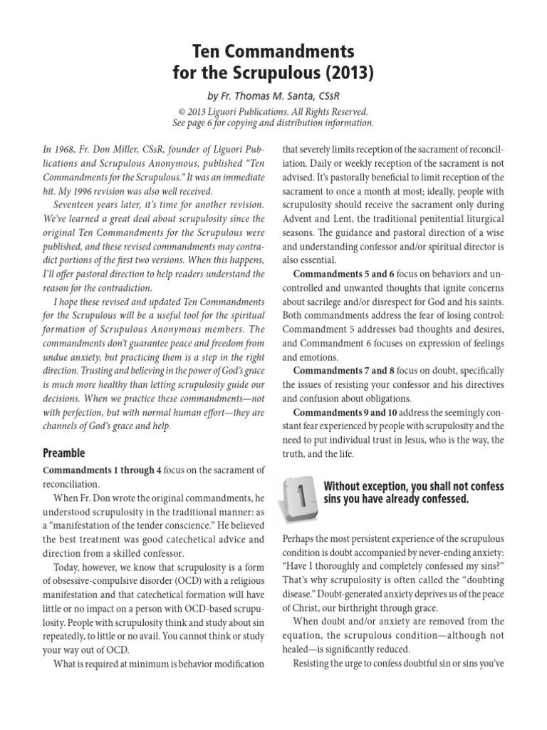 Revised Ten Commandments for Scrupulous | PDF | Confession (Religion ...