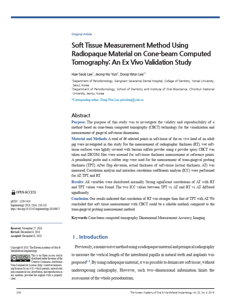 CBCT Soft Tissue Measurement Study | PDF | Dental Implant | Periodontology
