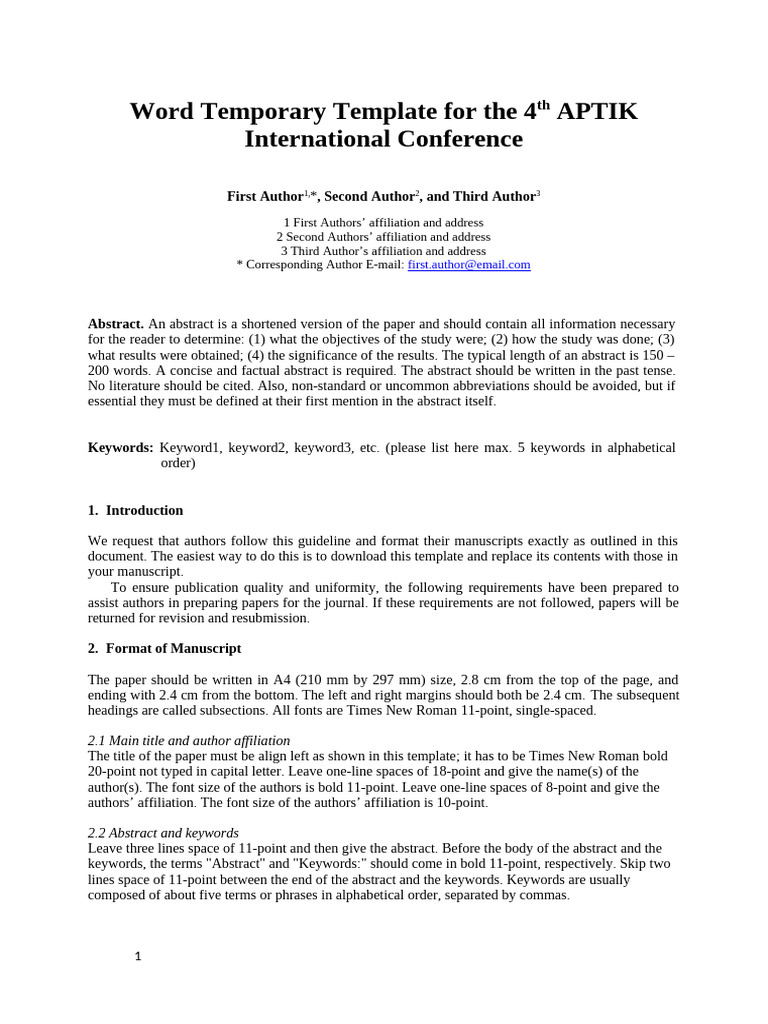 4th APTIK Conference Manuscript Template | PDF | Typefaces | Citation