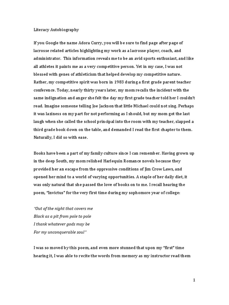 Literacy Autobiography | PDF | Secondary School | Schools
