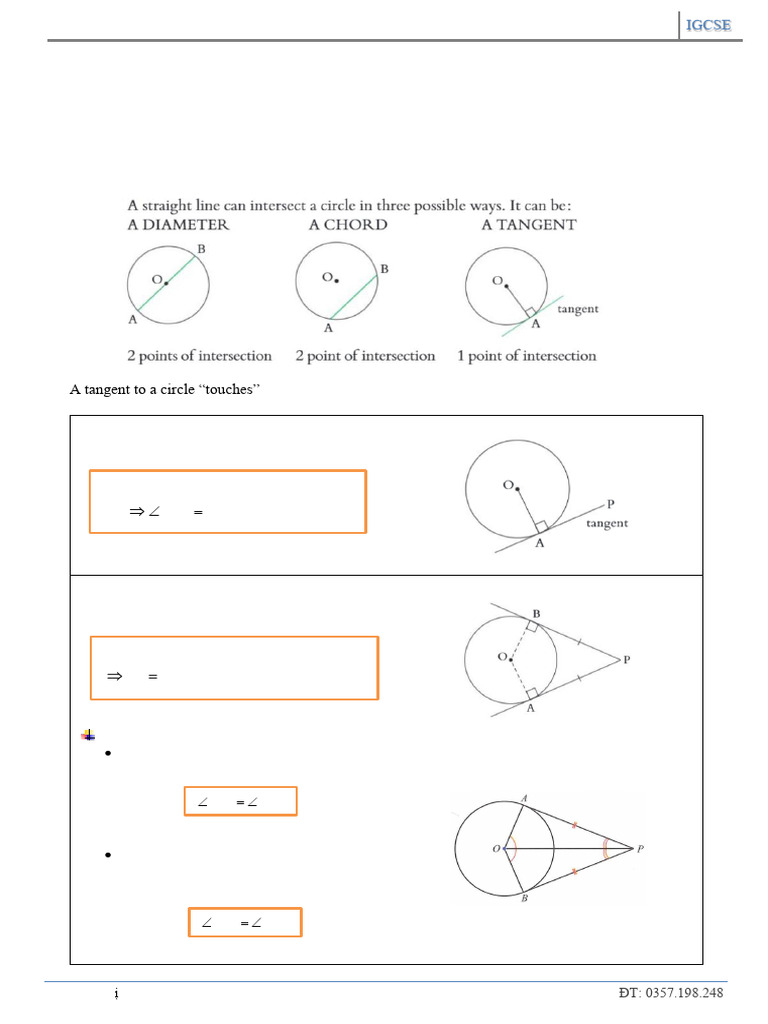 4.8print Circle Theorems Summary IGCSE | PDF | Circle | Angle