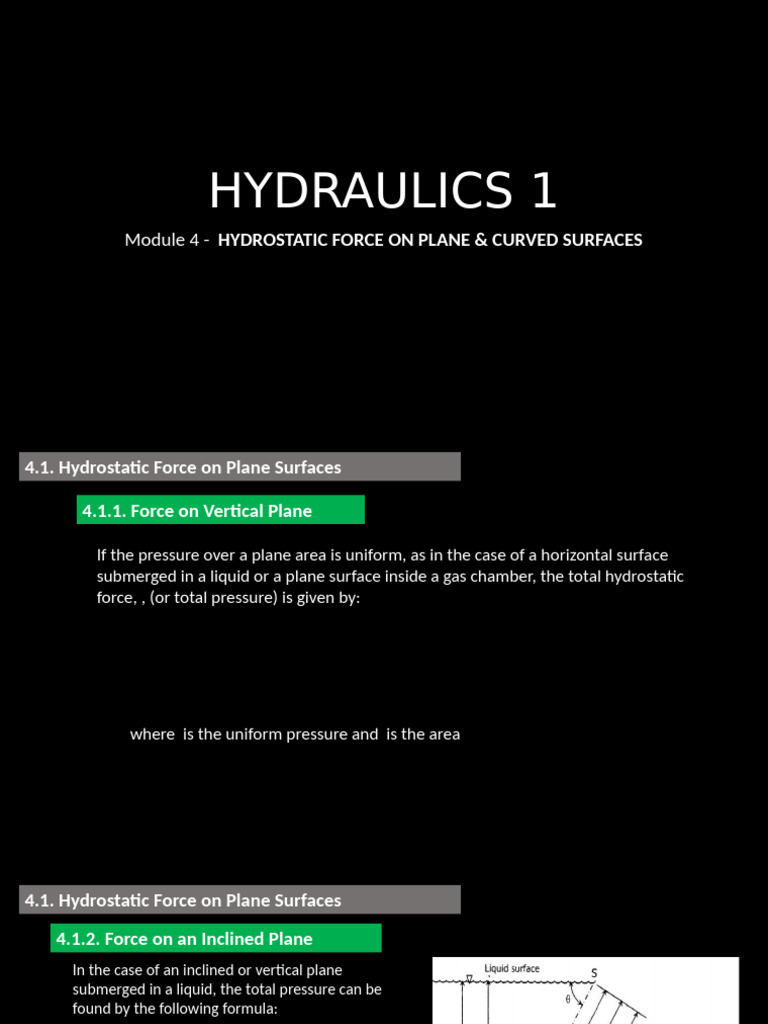 MODULE-4-Hydrostatic Force On Plane and Curve-HCC 2024 | PDF | Area ...
