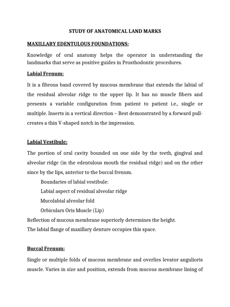 Ex 2 Anatomical Land Marks | PDF | Tongue | Dentures