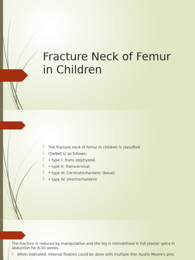 Pediatric Femoral Neck Fracture Guide | PDF | Hip | Skeletal System