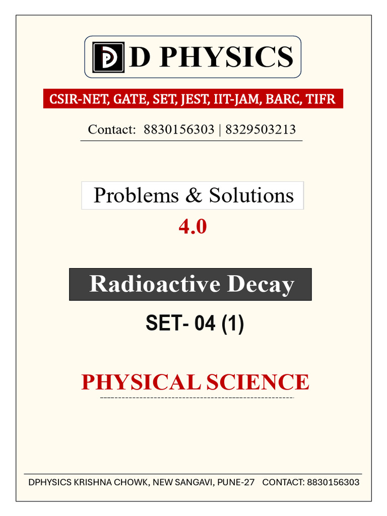 SET - 04 (1) Radioactive Decay | PDF | Radioactive Decay | Electronvolt