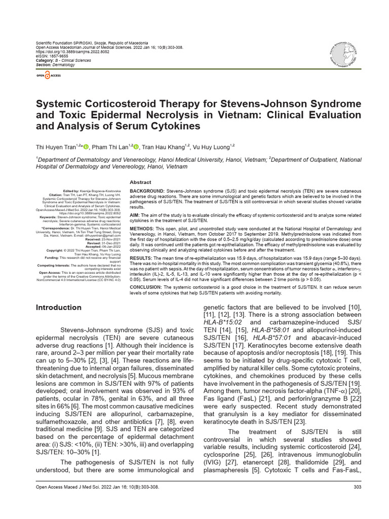 Corticosteroids for SJS/TEN Treatment | PDF | Cell Biology | Immunology